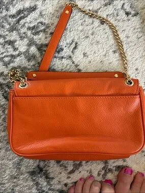 Michael Kors | Bags | Michael Kors Orange Pebbled Leather Shoulder Bag ...